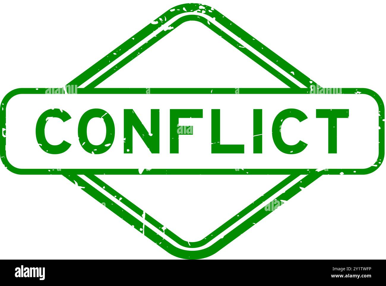 Grunge green conflict word rubber seal stamp on white background Stock ...