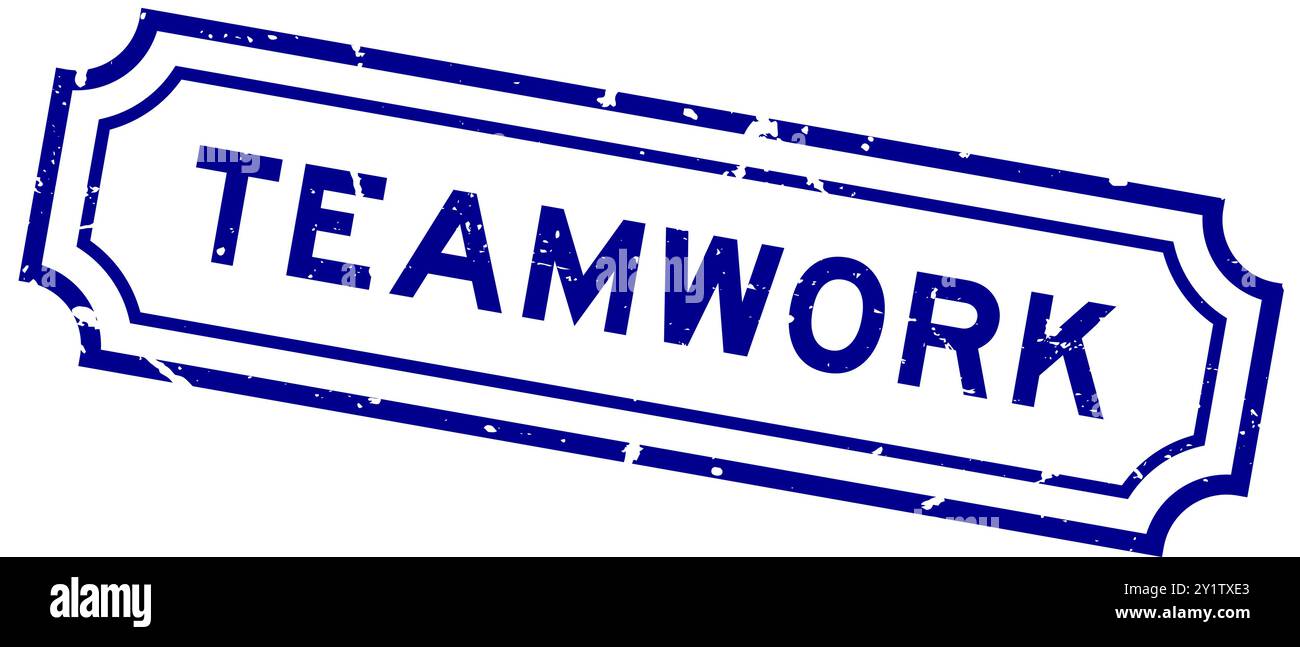 Grunge blue teamwork word square rubber stamp on white background Stock Vector Image & Art - Alamy