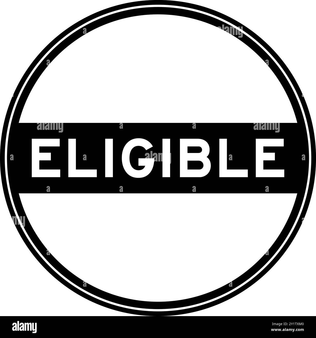 Black color round seal sticker in word elgible on white background ...