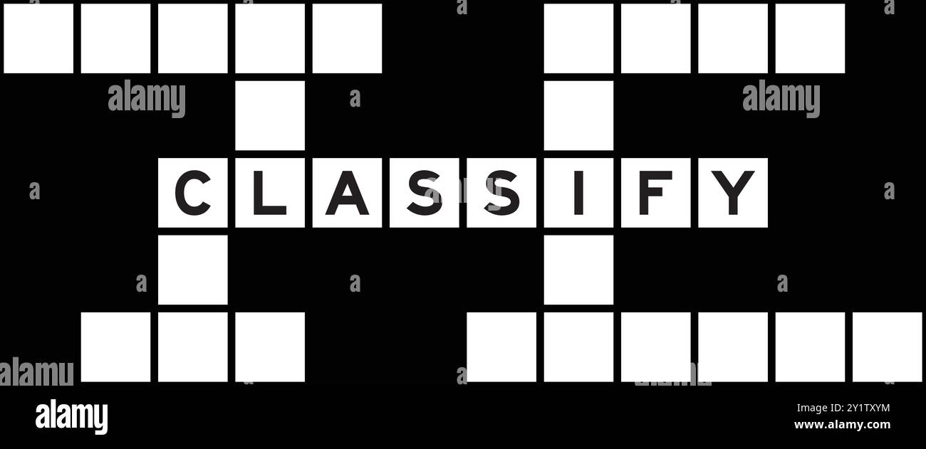 Alphabet letter in word classify on crossword puzzle background Stock ...