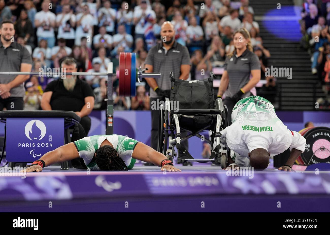 Nigeria's Folashade Oluwafemiayo reacts after breaking her own world ...