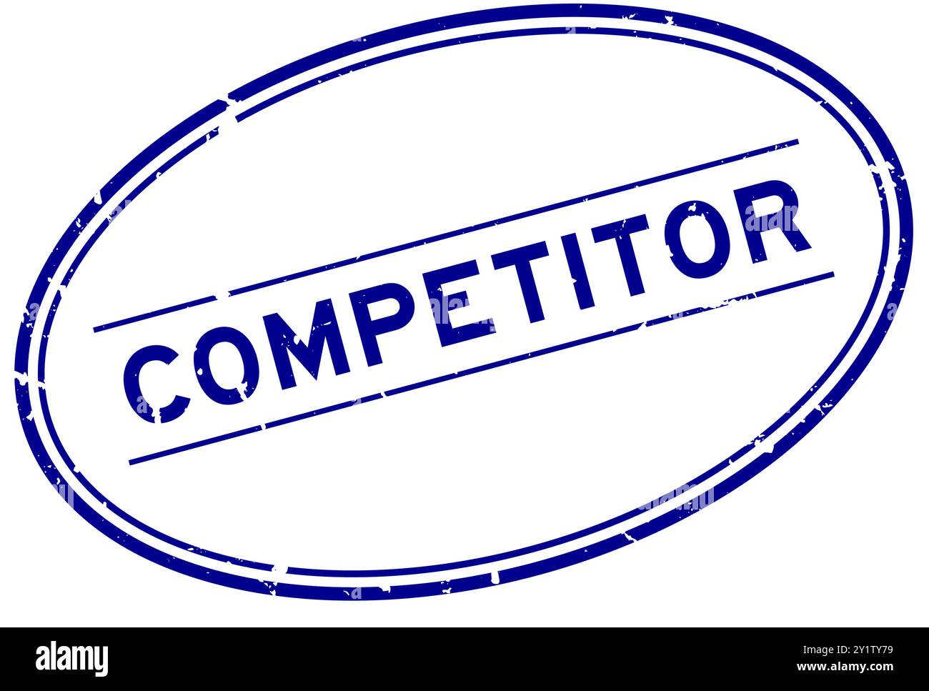 Grunge blue competitor word oval rubber seal stamp on white background ...