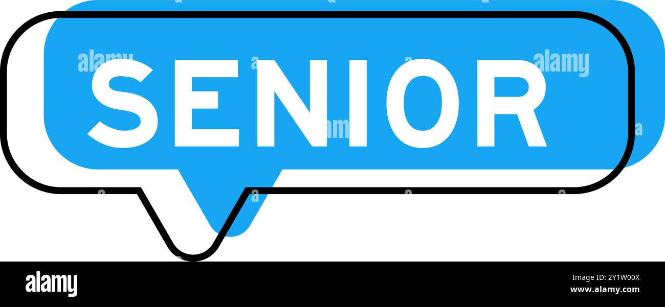 Speech banner and blue shade with word senior on white background Stock ...