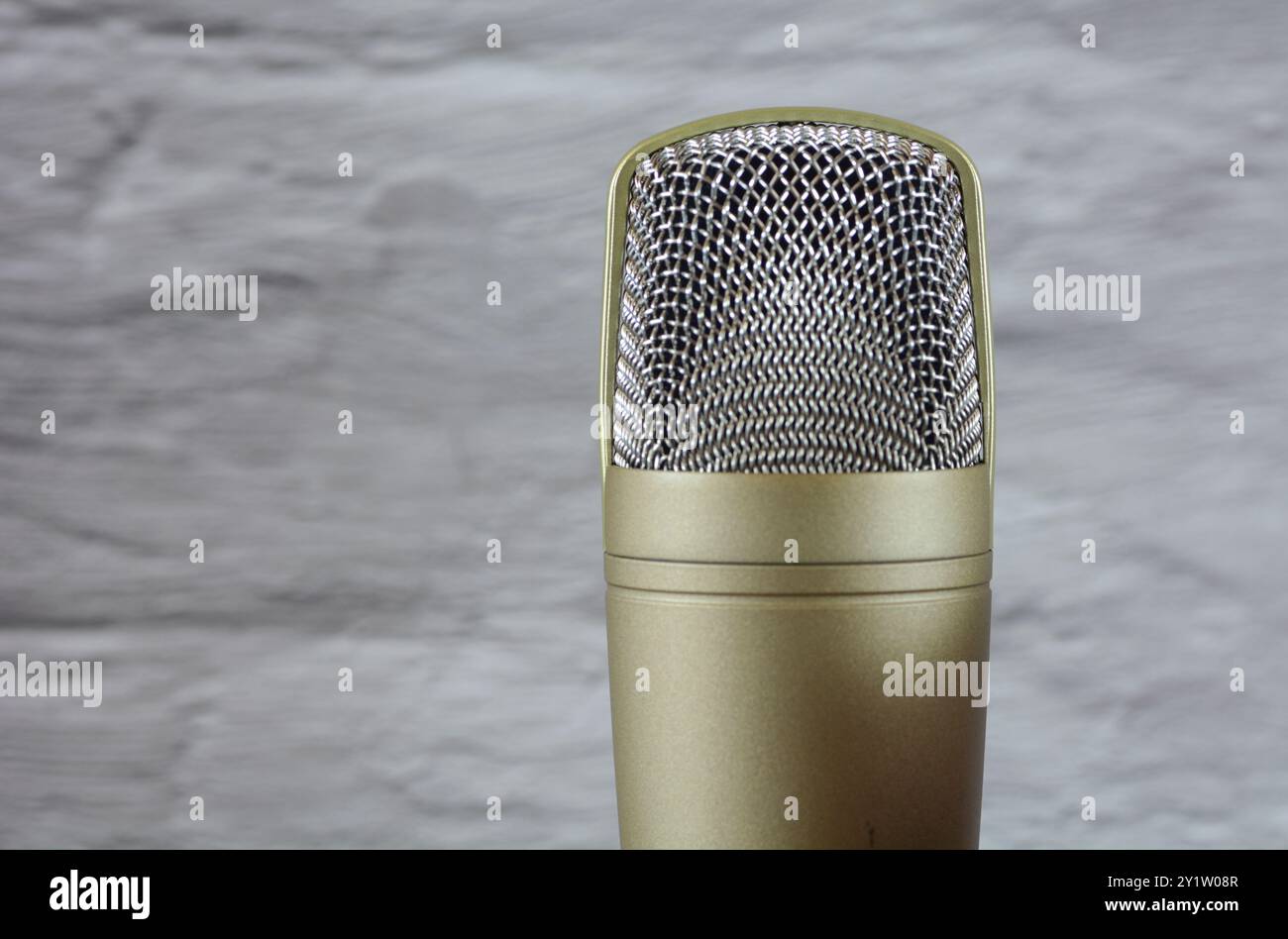 close up concept photo of a handheld condensor microphone Stock Photo ...