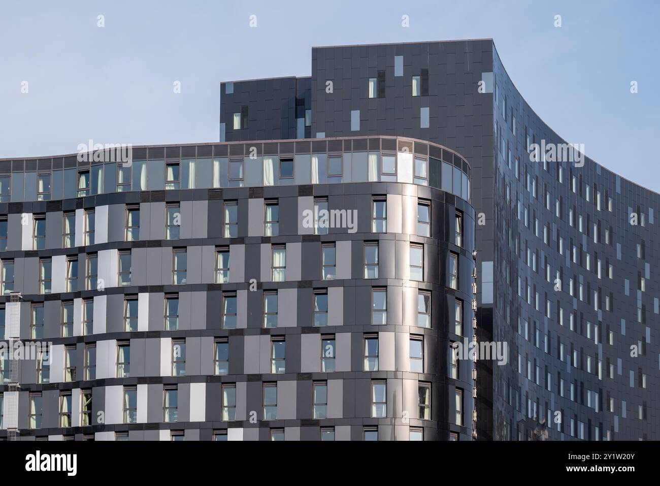 Curves and lines of a modern student building in Portsmouth. September ...