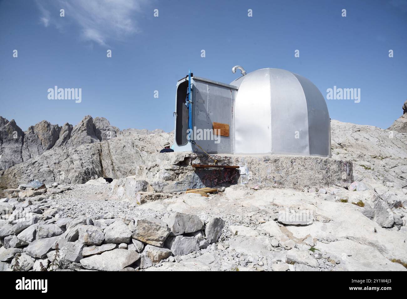 The mountain hut Cabana Veronica, Picos de Europa. Made from the gun ...