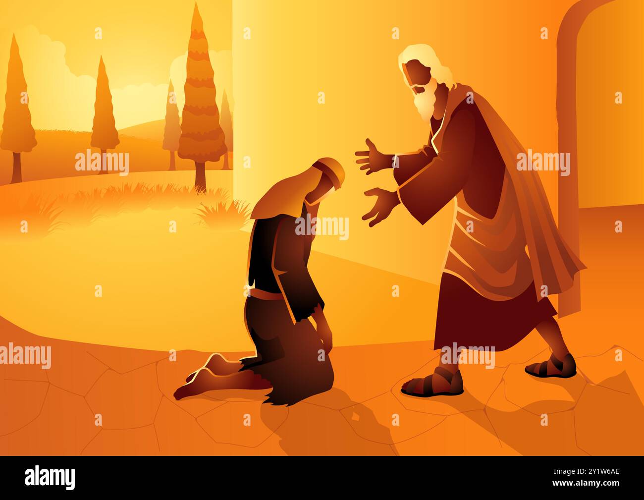 Biblical vector illustration series, parable of the prodigal son Stock ...