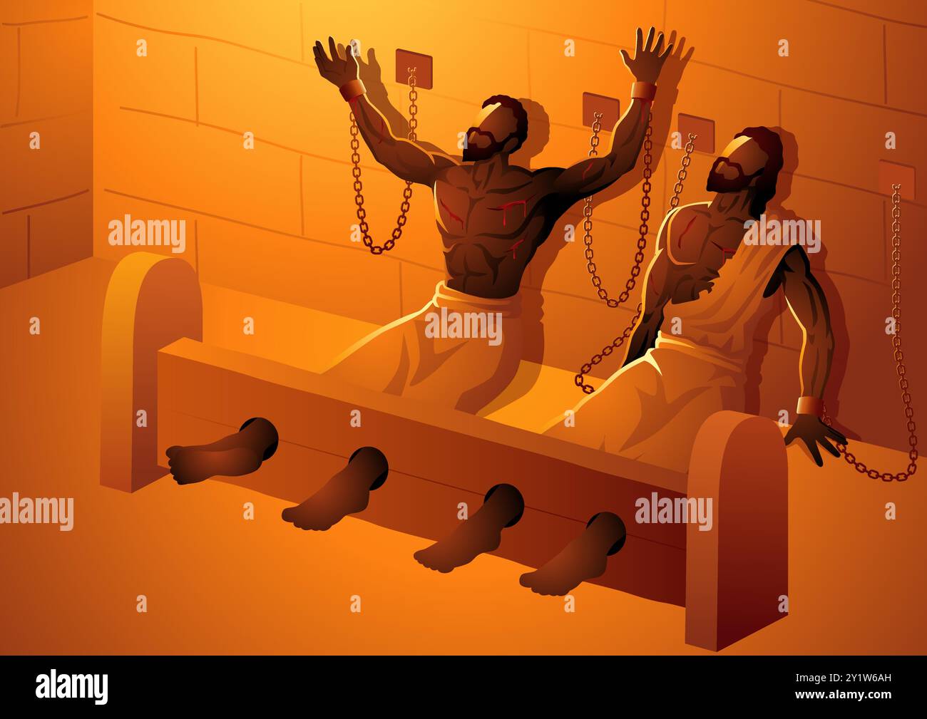 Biblical vector illustration series, Paul and Silas had a tough time in prison, but they stayed ...
