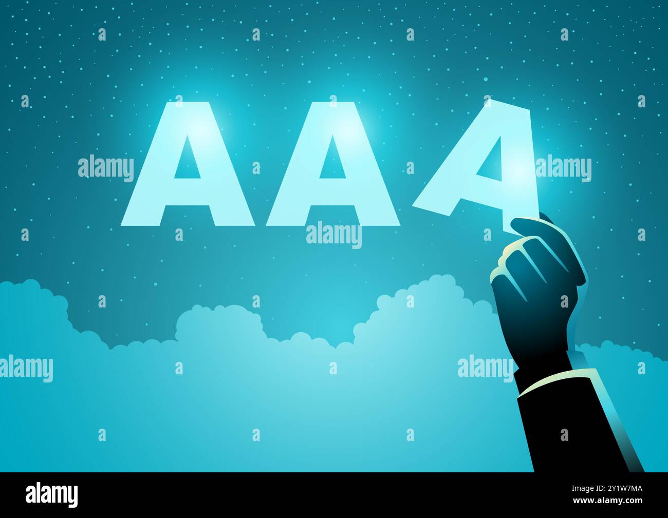 Hand puts a star to give a 5 star rating, improve performance, rating ...