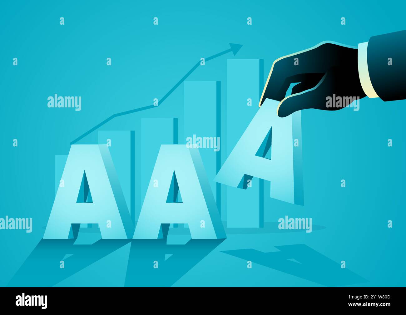 AAA rating achievement, vector illustration of hand placing the letter ...