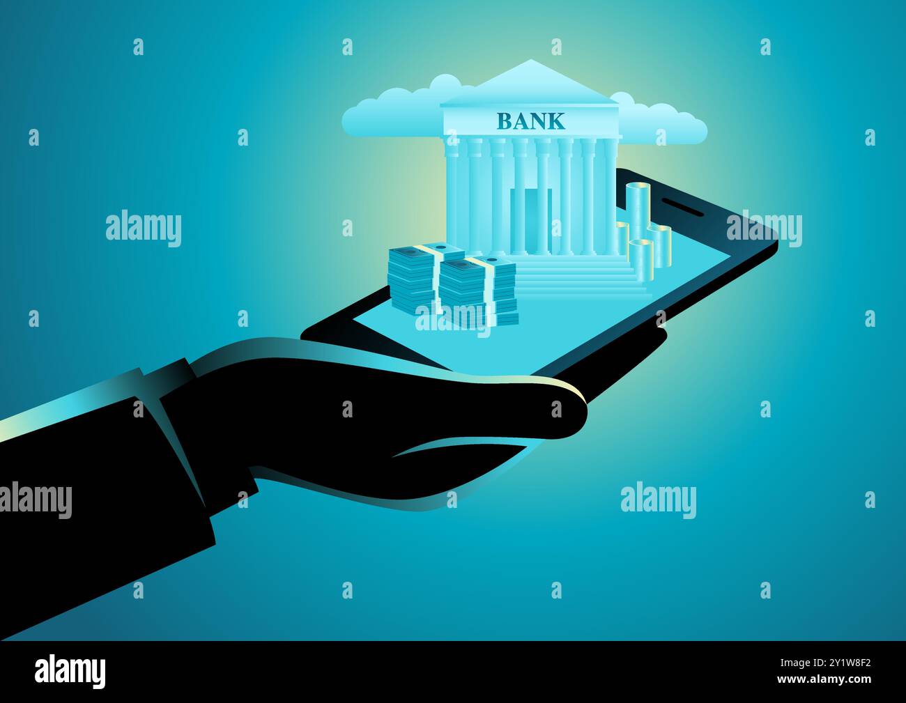 Hands holding mobile financial Stock Vector Images - Alamy