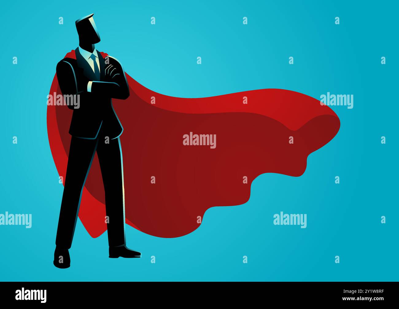 Businessman as a superhero, wearing a magnificent red cape and posing ...