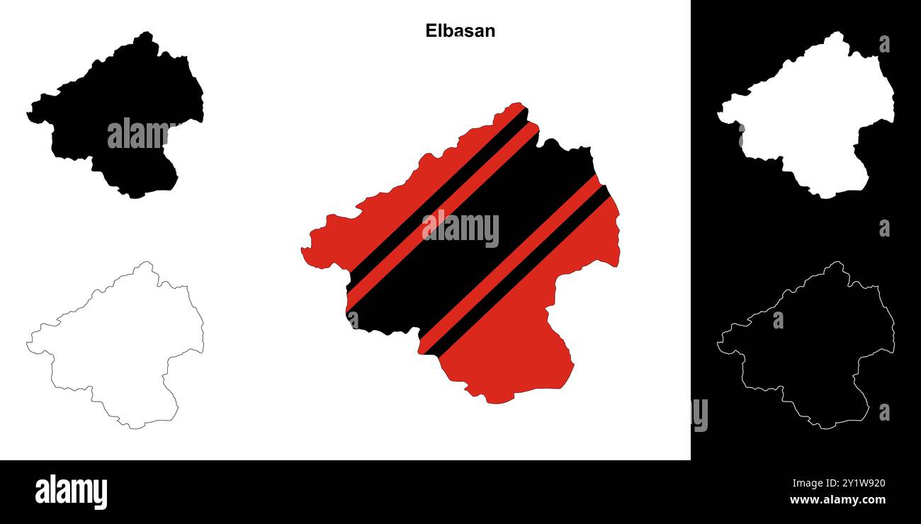 Elbasan county outline map set Stock Vector Image & Art - Alamy
