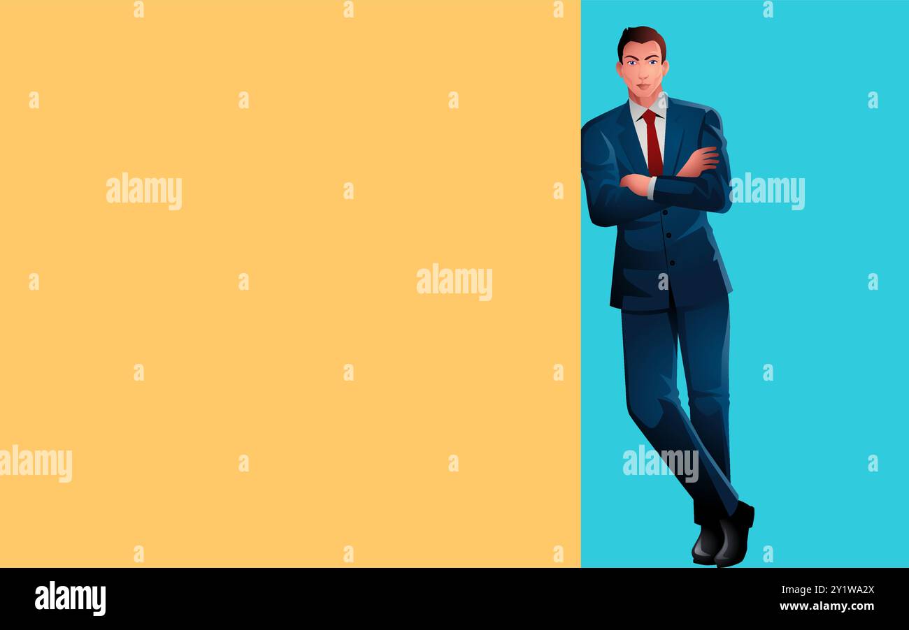 Confidence and professionalism, vector illustration of a young ...