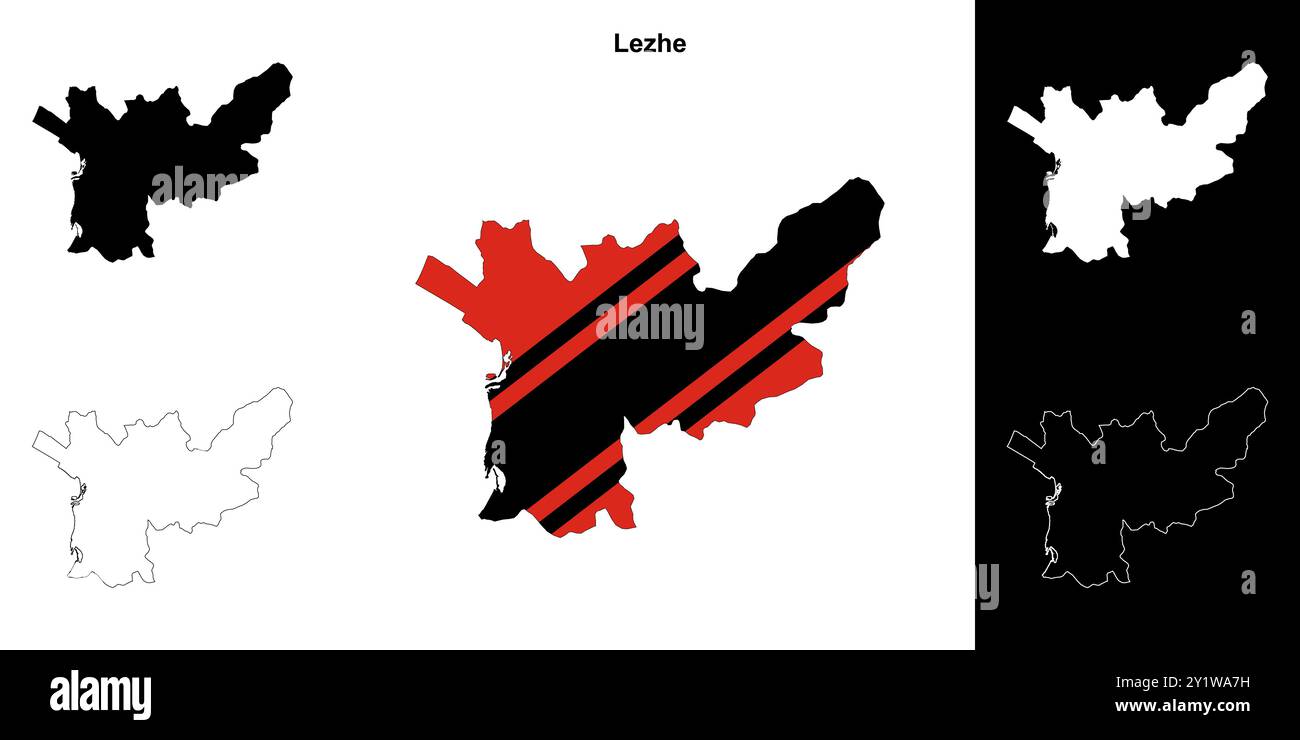 Lezhe outline map hi-res stock photography and images - Alamy