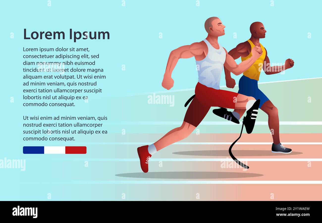 Para athletes races with prosthetic legs on a running track. Perfect ...