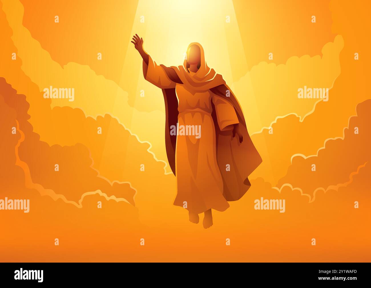 Virgin Mary being lifted up to heaven amongst clouds, celebrating the ...