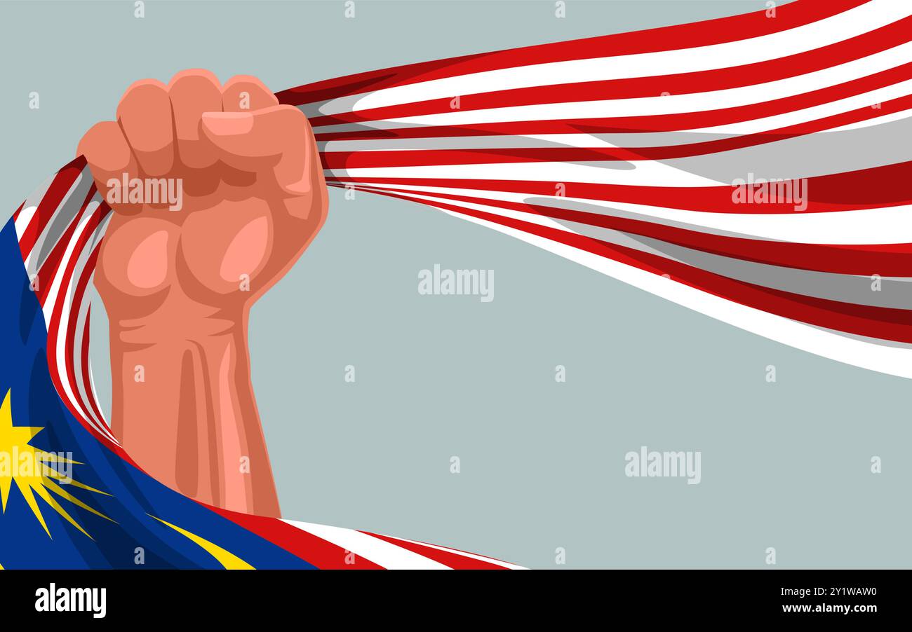 Clenched fist proudly holding the Brazilian flag. Ideal for themes of ...