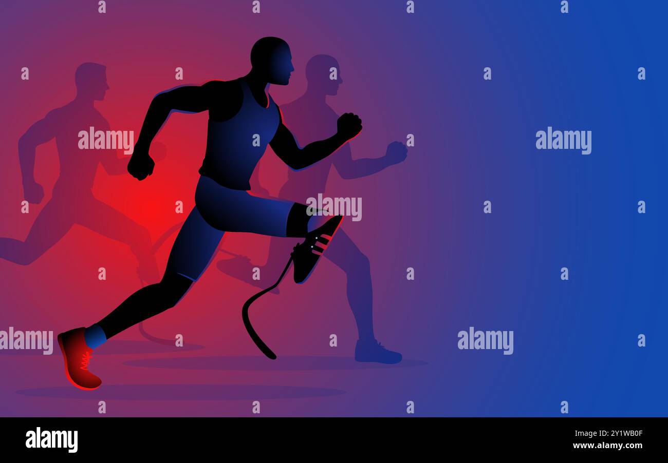 Silhouette of para athletes races with prosthetic legs. Perfect for a ...