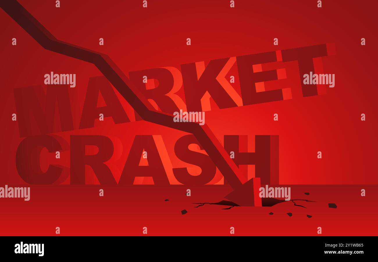 Downward arrow chart crashing, with the words Market Crash boldly ...