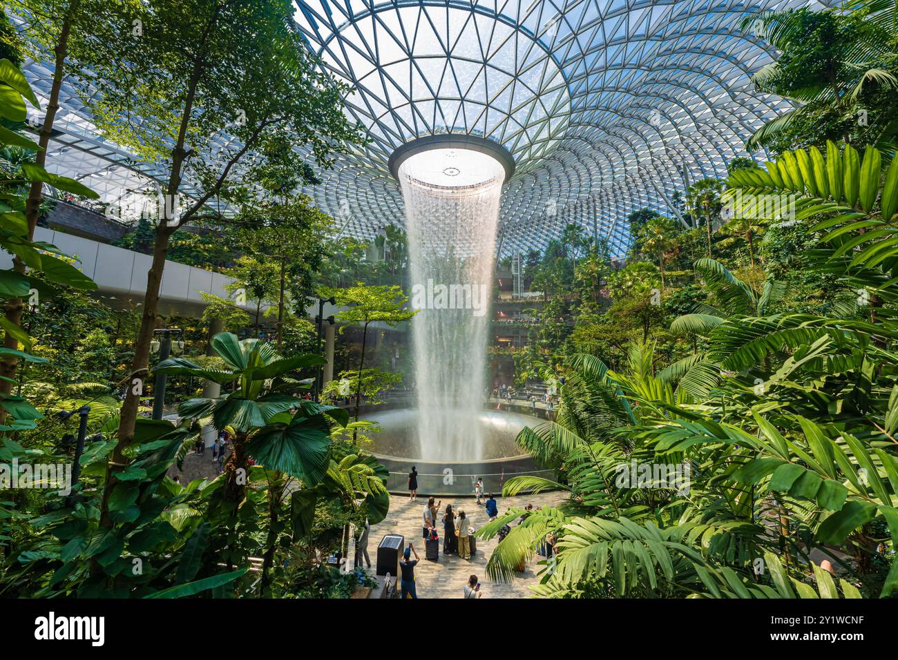 Singapore - Jun 13 2024 : The Rain Vortex, a 40m-tall indoor waterfall ...