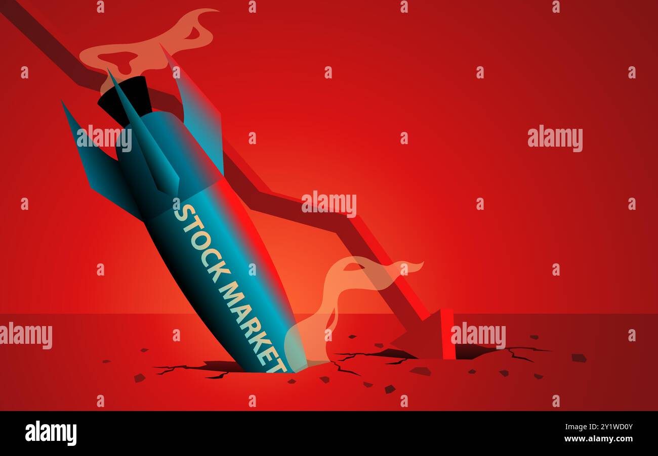 Rocket labeled Stock Market and arrow chart that has crashed ...