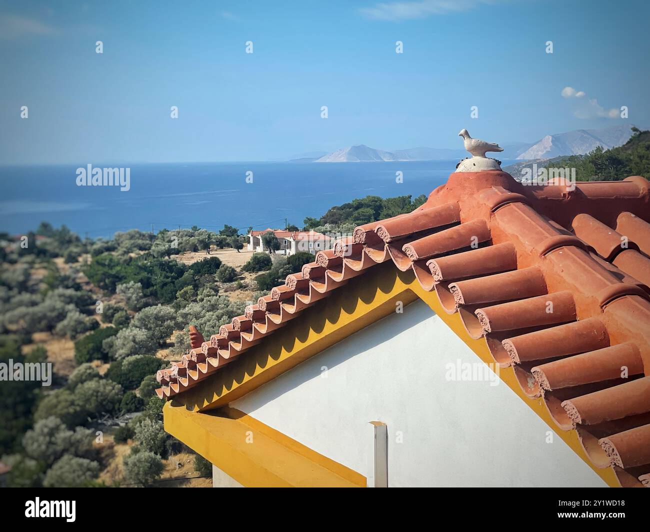 rooftop of a traditional house on the island Samos, Greece Stock Photo ...