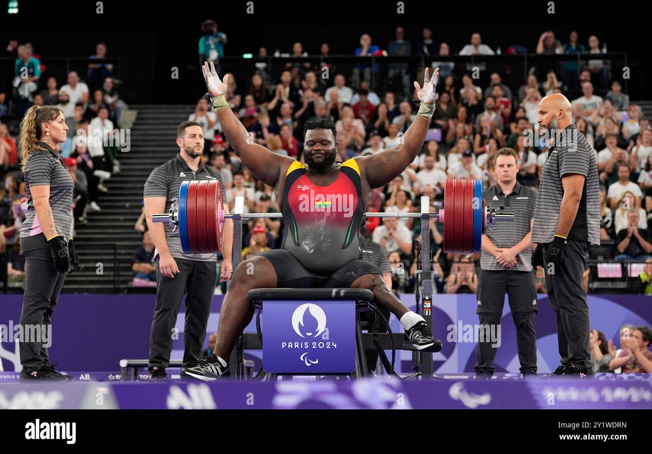 Ghana's Tahiru Haruna before his second lift during the Men's over ...