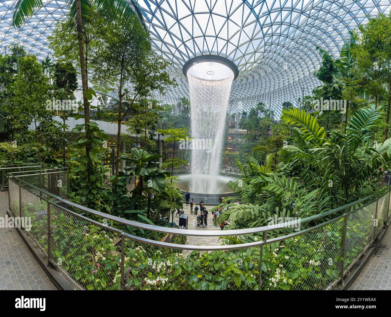 Singapore - Jun 13 2024 : The Rain Vortex, a 40m-tall indoor waterfall ...