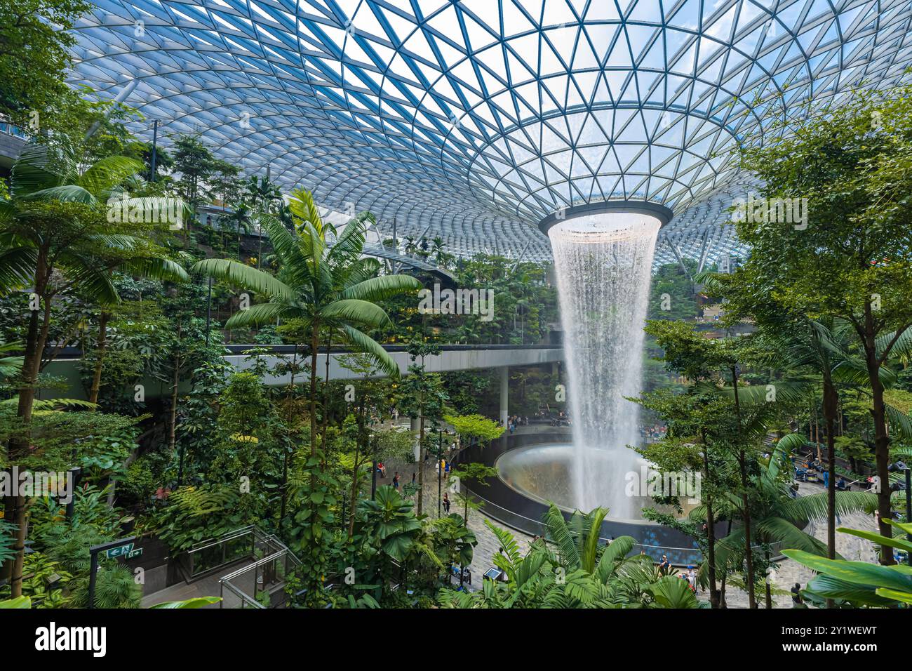 Singapore - Jun 13 2024 : The Rain Vortex, a 40m-tall indoor waterfall ...