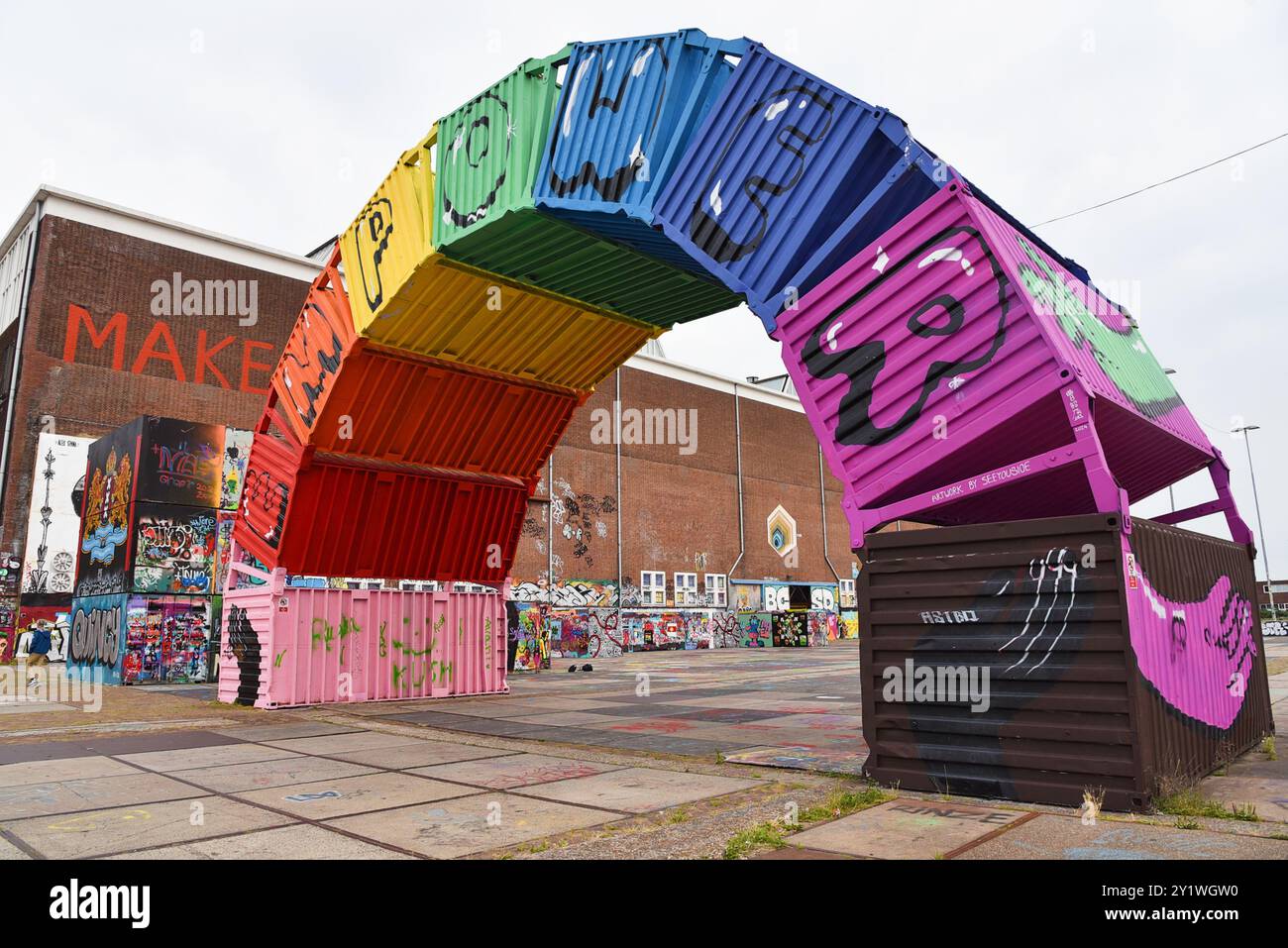 Amsterdam, Netherlands. July 2, 2024. The entrance gate of NDSM wharf ...