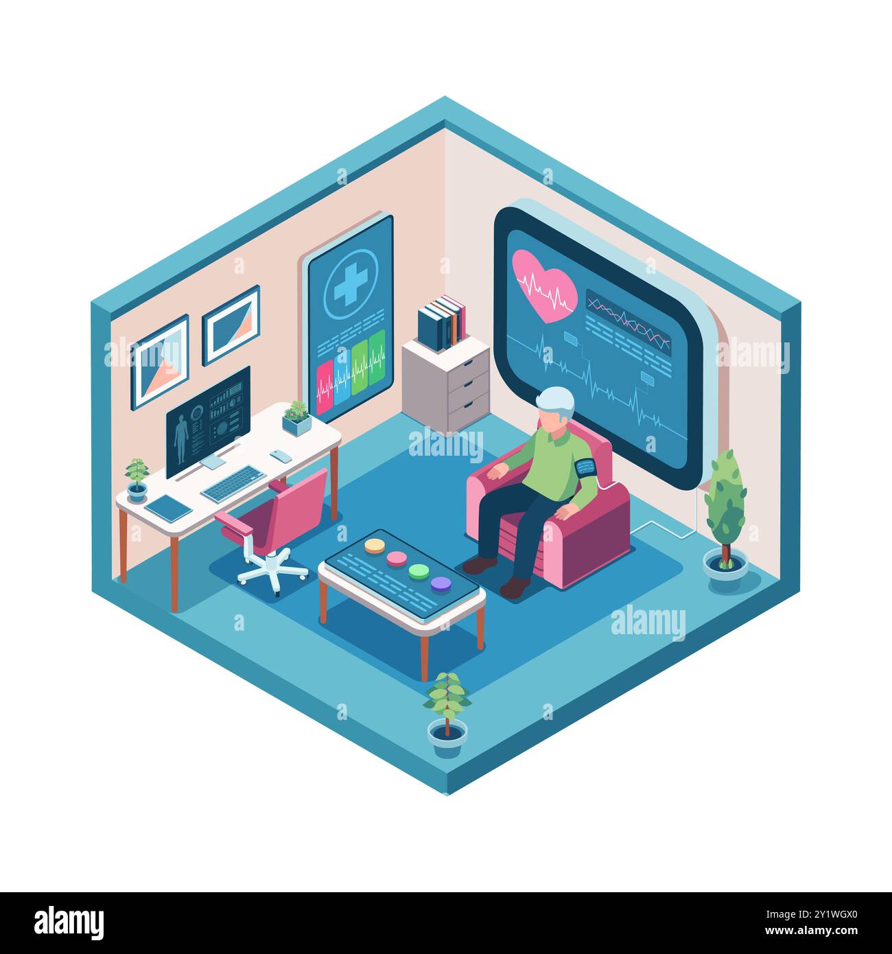 Isometric Elderly Man using Remote Patient Monitoring Technology at ... Isometric Elderly Man using Remote Patient Monitoring Technology at ...