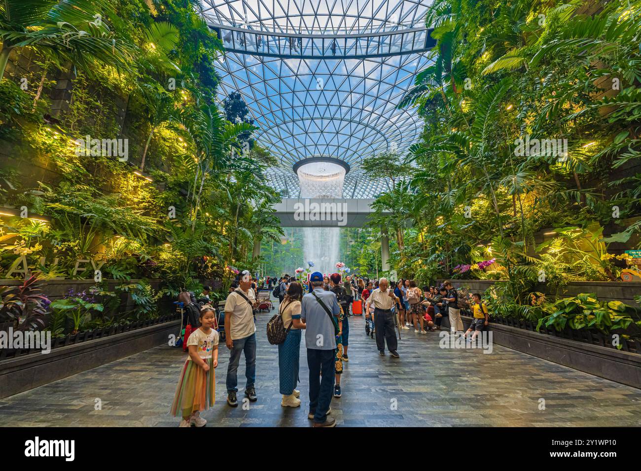 Singapore - Jun 13 2024 : The Rain Vortex, a 40m-tall indoor waterfall ...