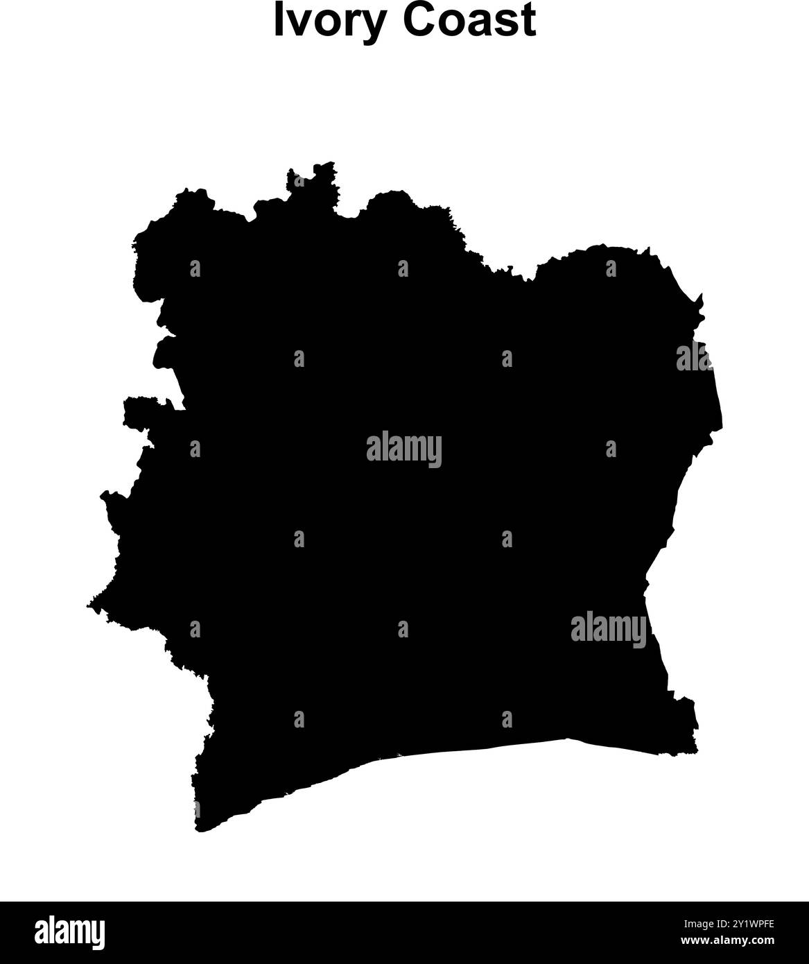 Ivory Coast blank outline map design Stock Vector Image & Art - Alamy