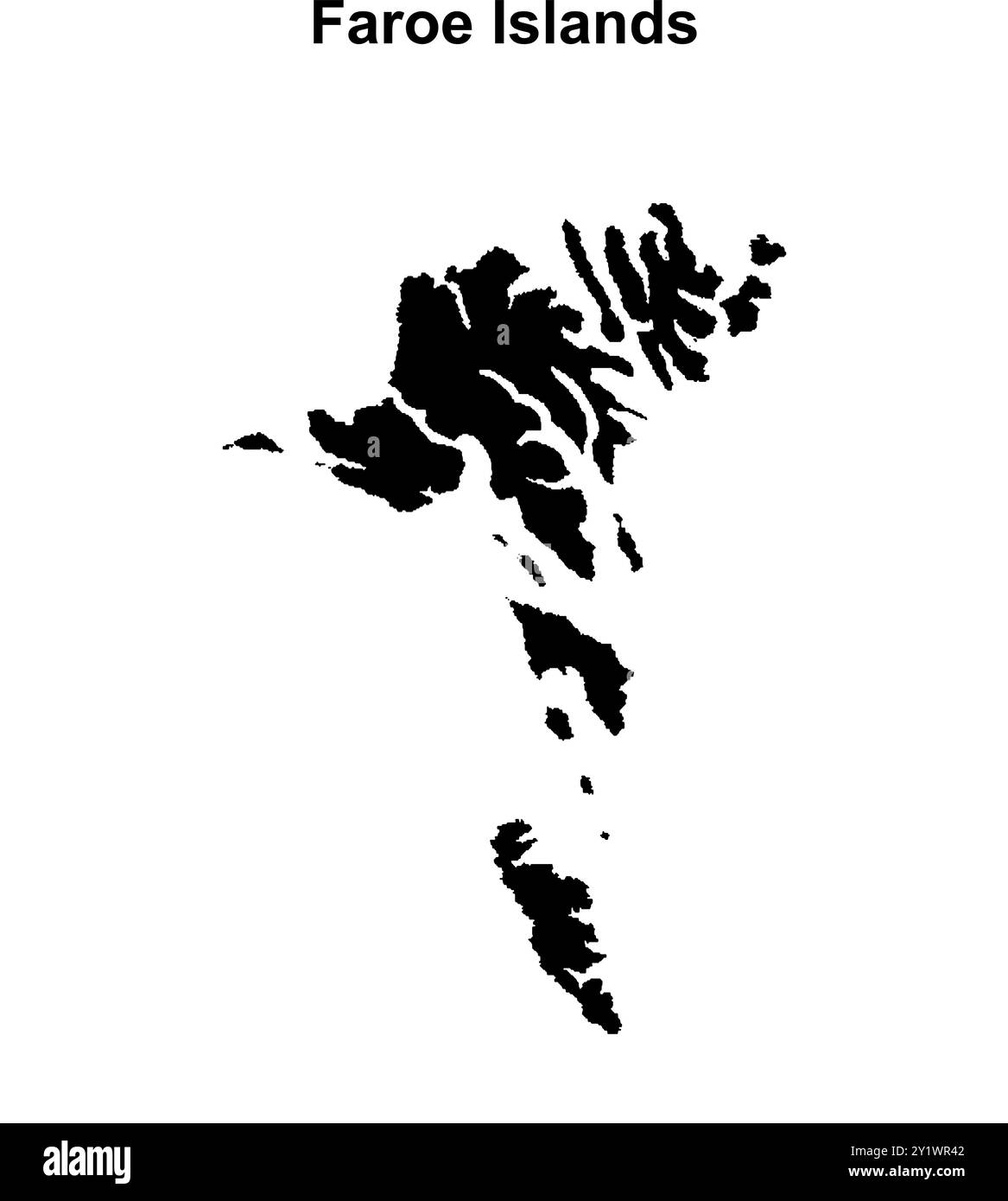 Faroe islands outline silhouette map Black and White Stock Photos ...