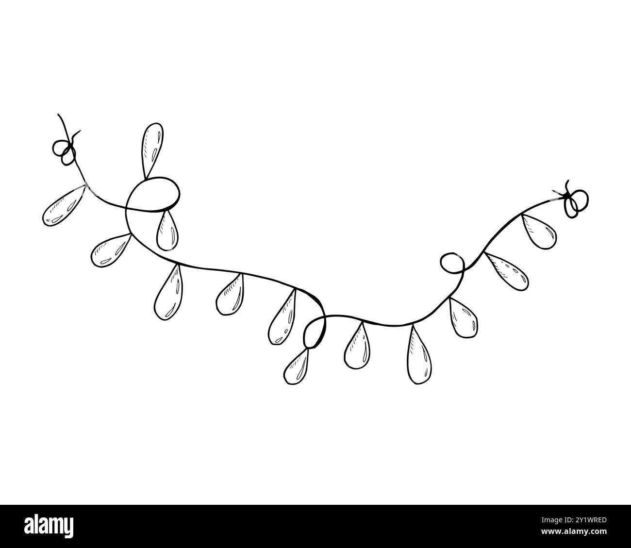 Decorative string lights in monochrome style. Holiday garland vector ...