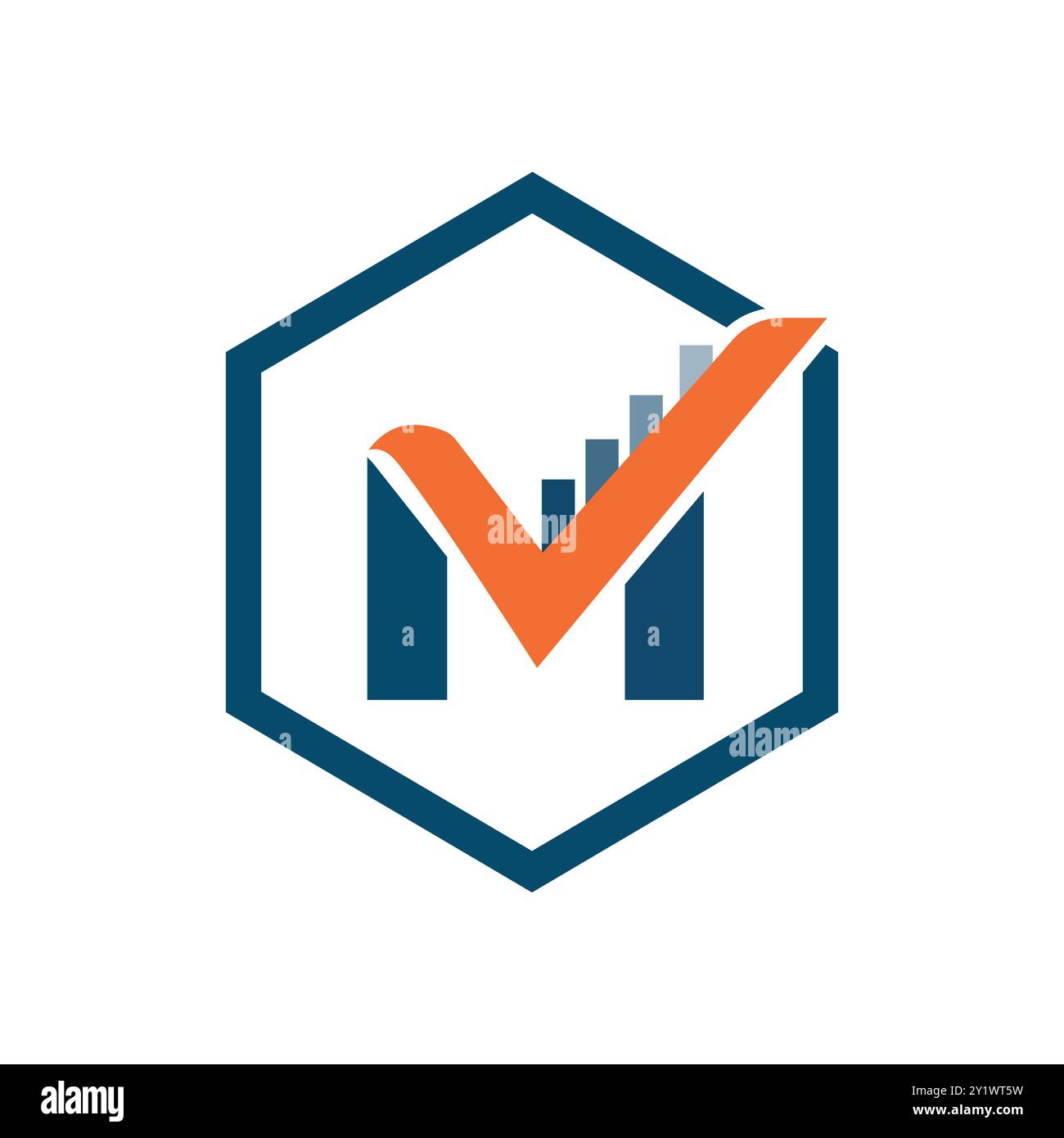 Business and Marketing Graph with Letter M Polygon Logo Stock Vector ...