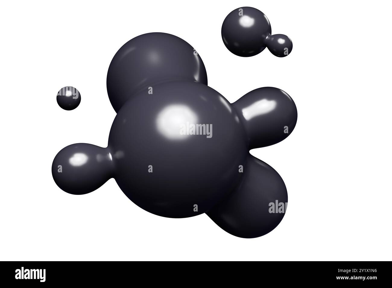 Black abstract liquid metaball shape. 3d render illustration Stock ...