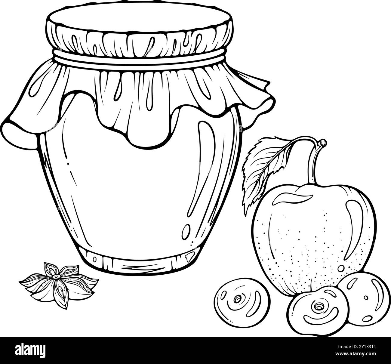 Glass jar with jam and fruits line art Stock Vector Image & Art - Alamy