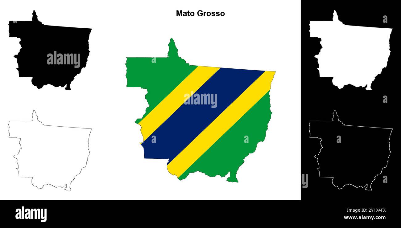 Mato Grosso state outline map set Stock Vector Image & Art - Alamy