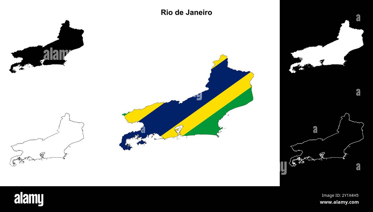 Rio de Janeiro state outline map set Stock Vector Image & Art - Alamy
