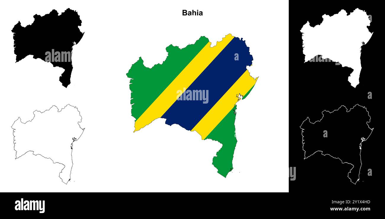Bahia state outline map set Stock Vector Image & Art - Alamy