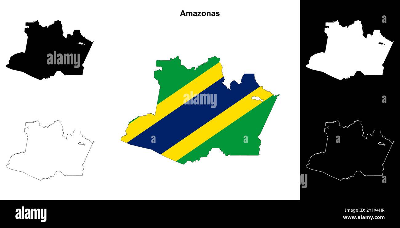 Amazonas state outline map set Stock Vector Image & Art - Alamy