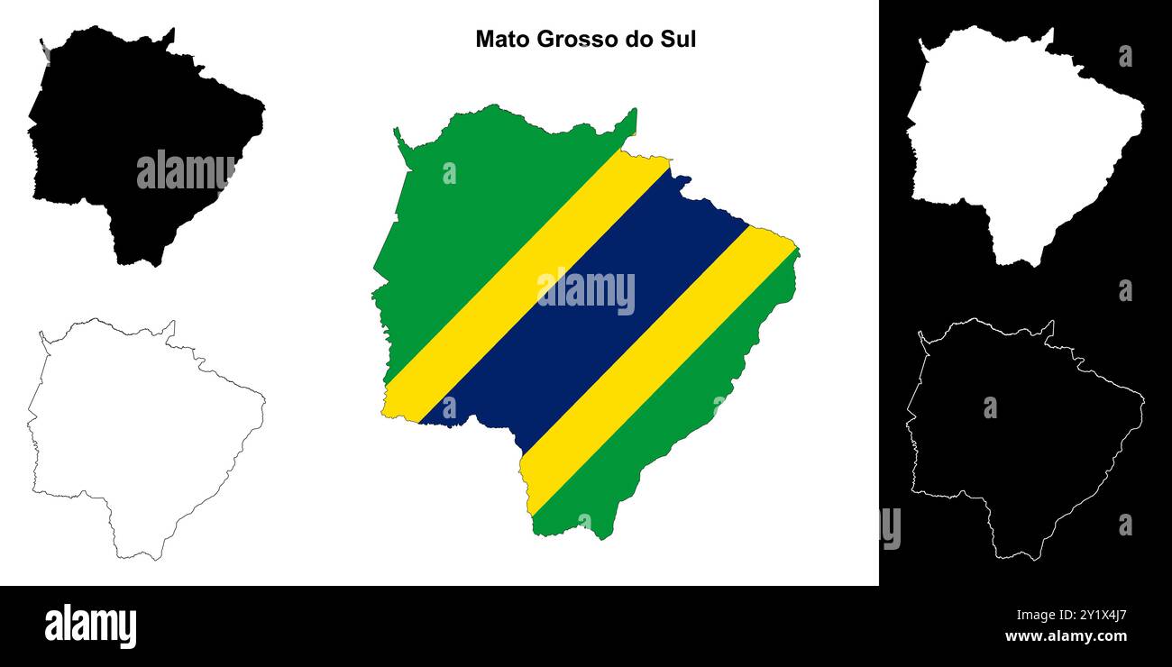 Mato Grosso do Sul state outline map set Stock Vector Image & Art - Alamy
