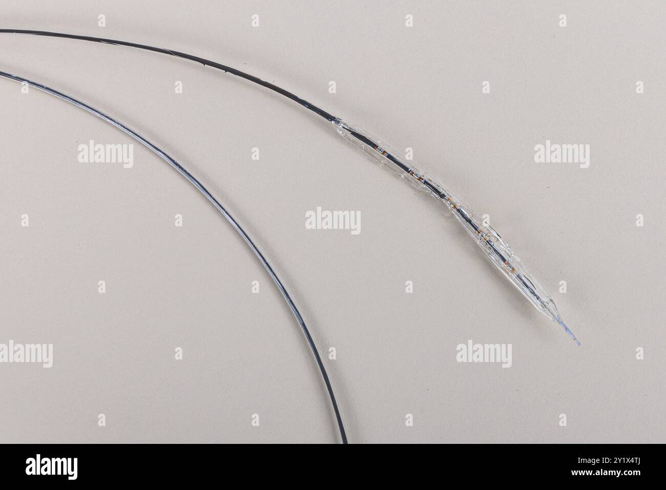 Heart Stent angioplasty. Stent and catheter for implantation into blood ...