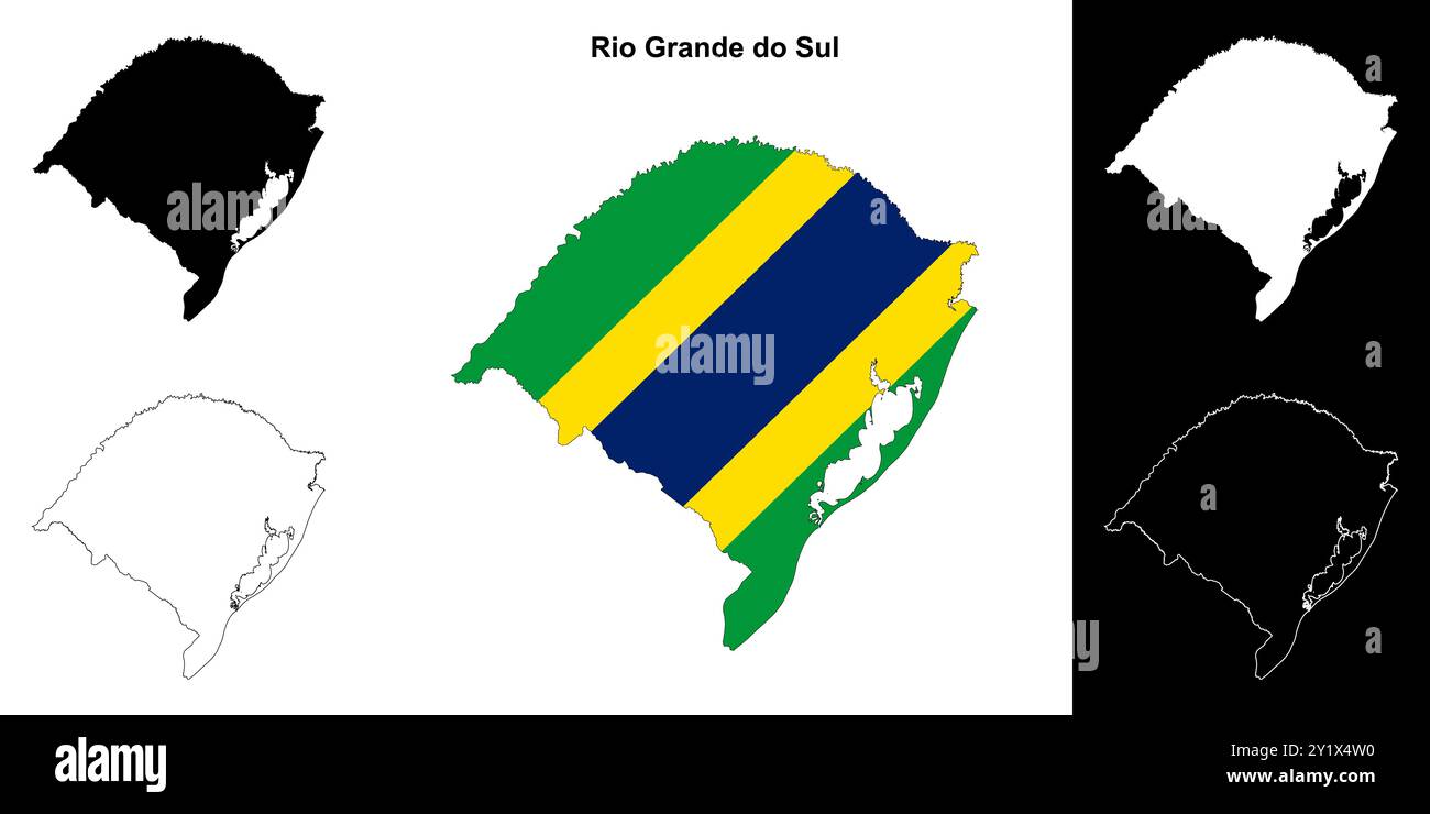 Rio Grande do Sul state outline map set Stock Vector Image & Art - Alamy
