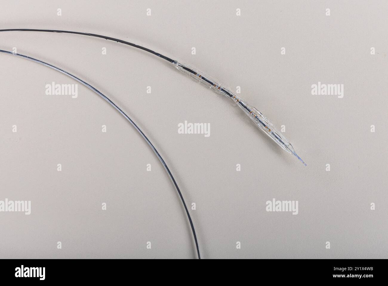 Heart Stent angioplasty. Stent and catheter for implantation into blood ...