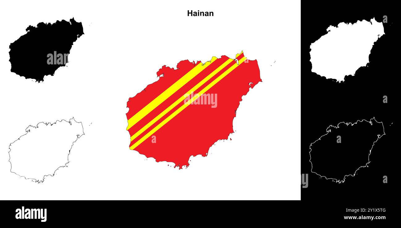 Hainan vector outline map hi-res stock photography and images - Alamy
