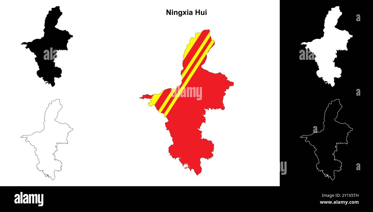 Ningxia Hui province outline map set Stock Vector Image & Art - Alamy