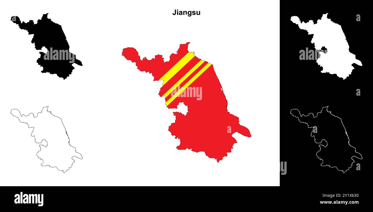 Jiangsu province outline map set Stock Vector Image & Art - Alamy